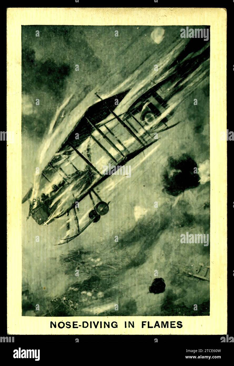 Nose Diving in Flames - Vintage British Tradecard Stock Photo - Alamy