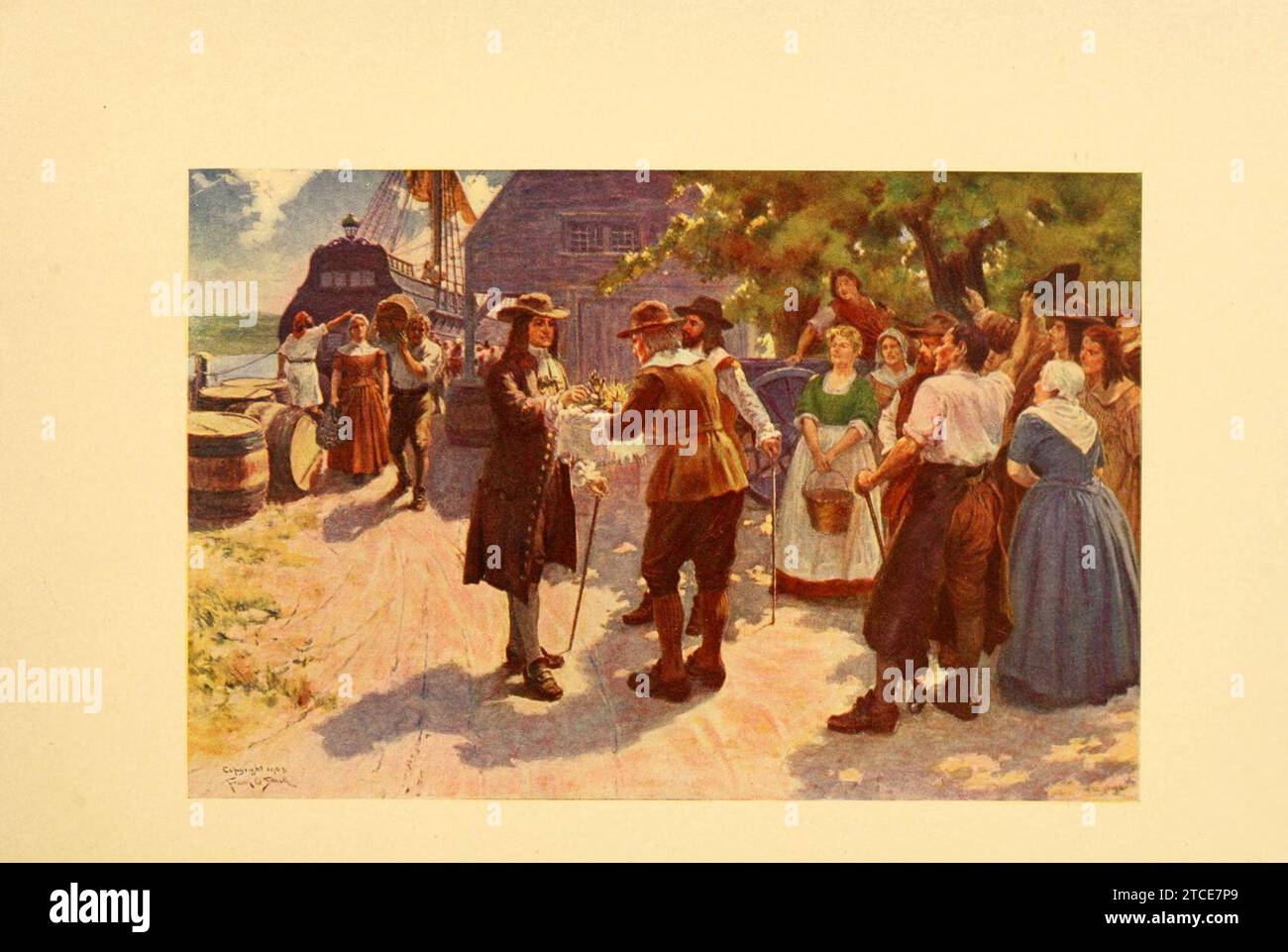 William penn being presented with the emblems of possession of the ...