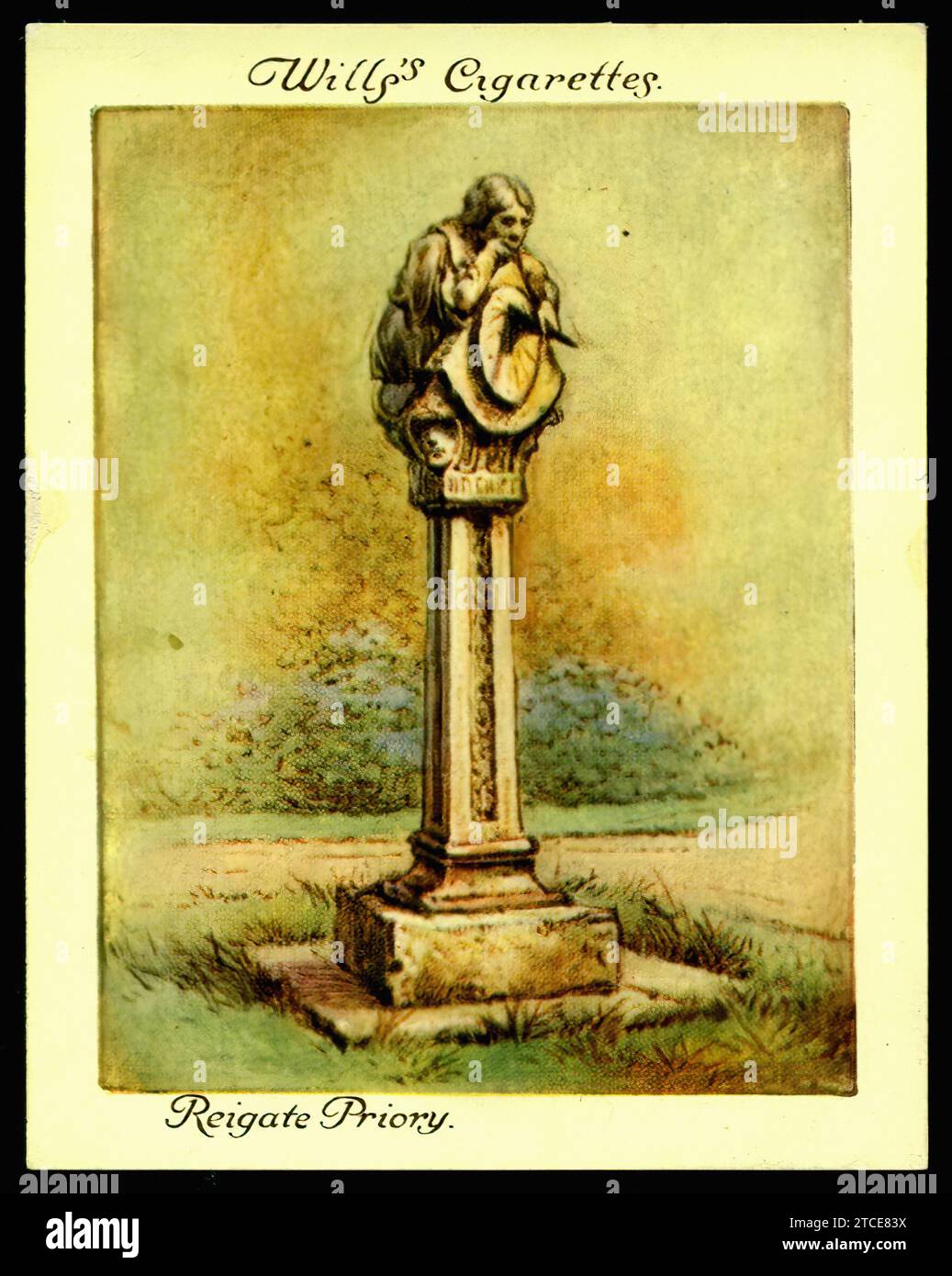 Sundial, Reigate Priory - Vintage Cigarette Card Stock Photo - Alamy