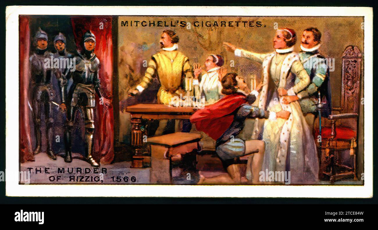 The Murder of Rizzio, 1566 - Vintage Cigarette Card Stock Photo - Alamy