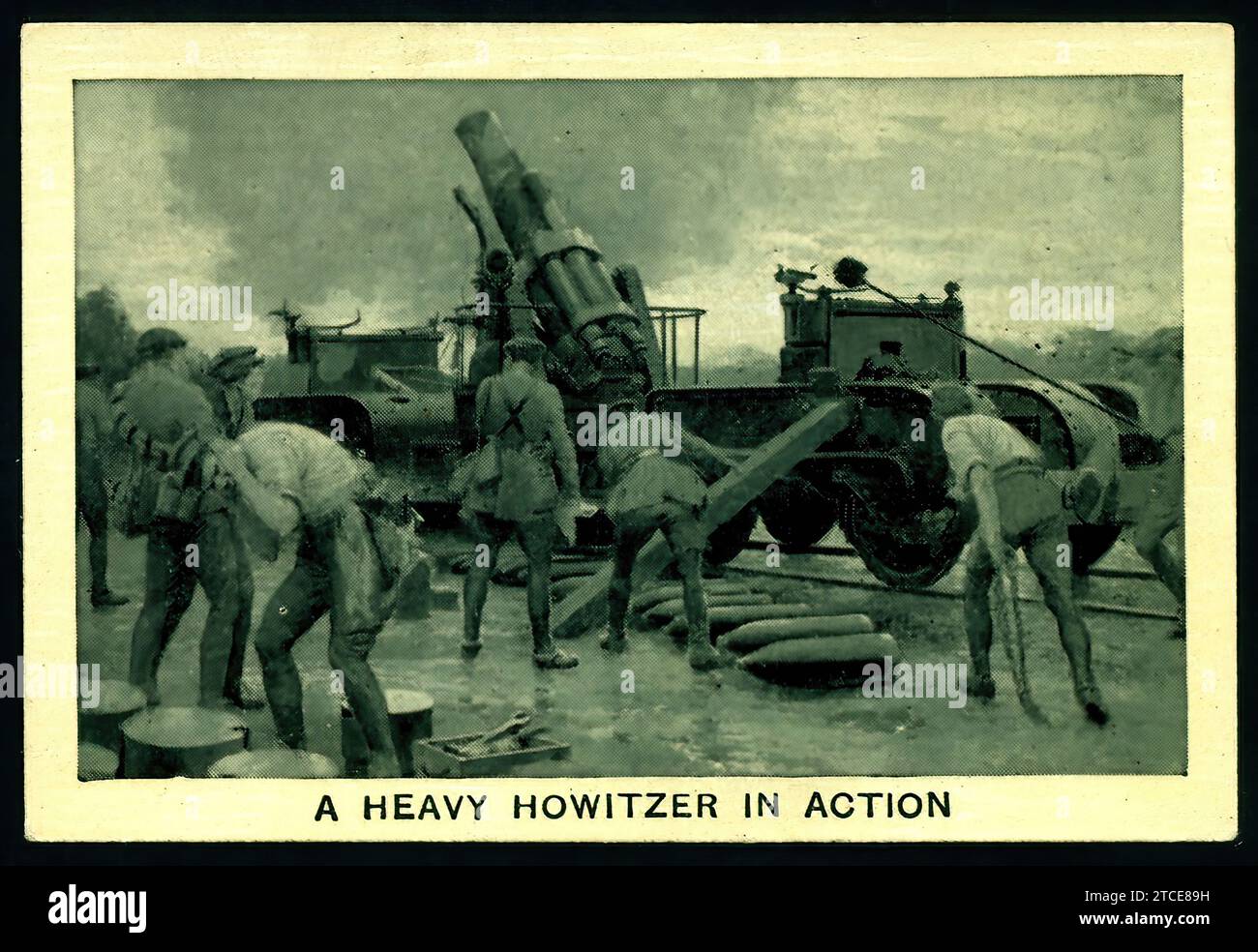 A Heavy Howitzer in Action - Vintage British Trade Card Stock Photo - Alamy