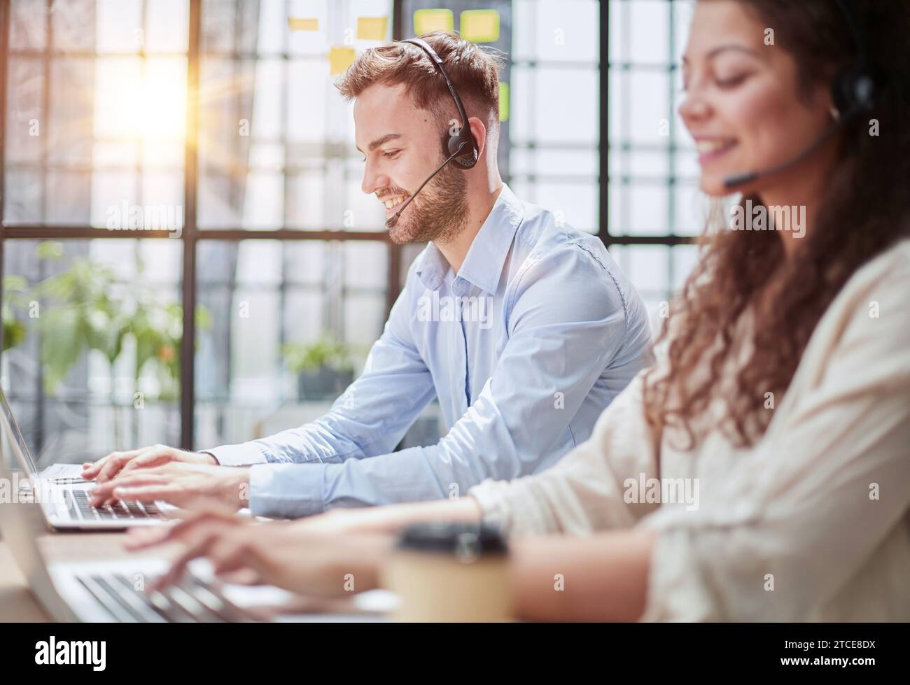 Modern call center office two hi-res stock photography and images - Alamy