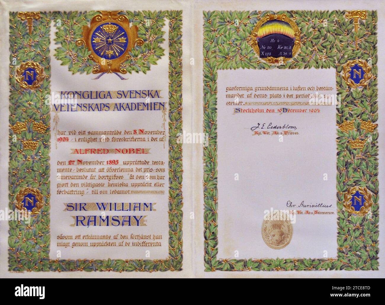 William Ramsay's Nobel Prize Stock Photo - Alamy