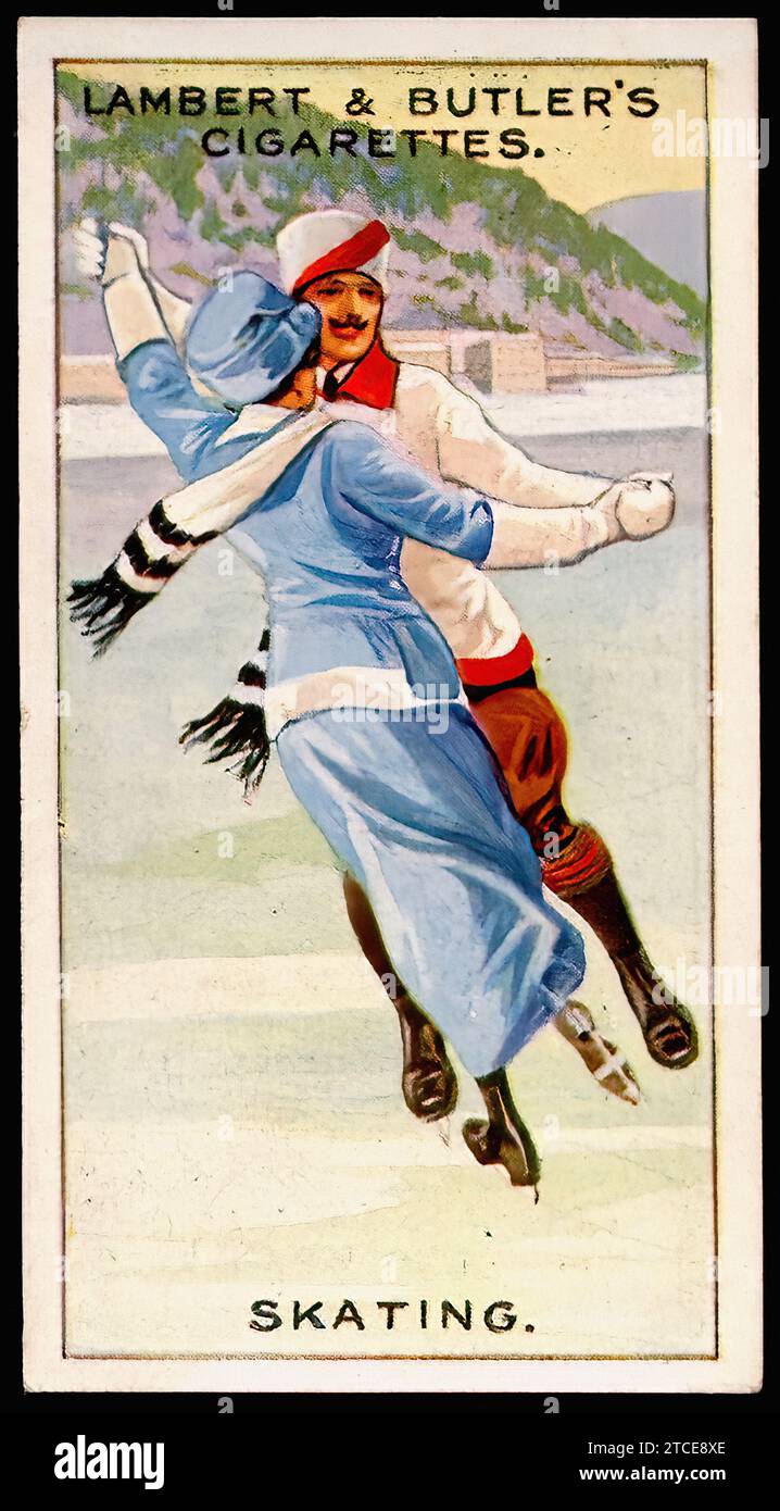 Ice Skating - Vintage Cigarette Card Stock Photo - Alamy