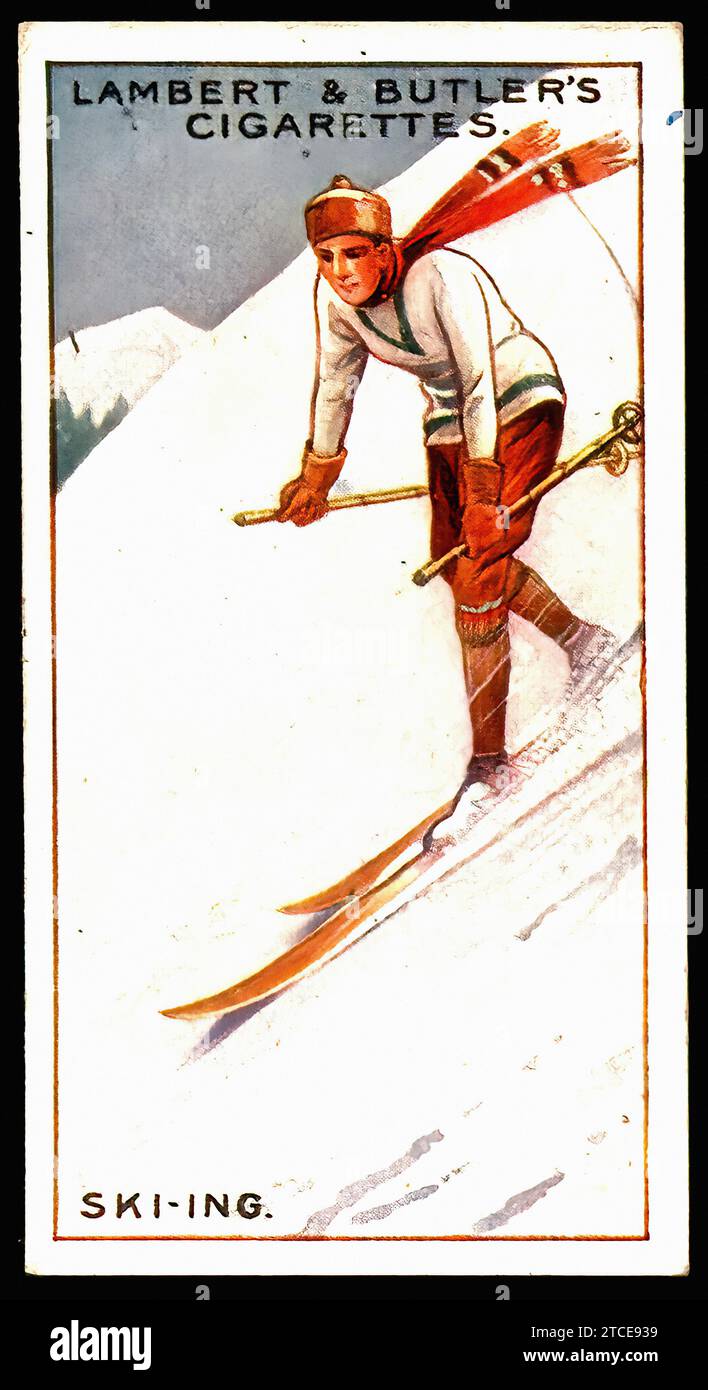 Ski-ing - Vintage Cigarette Card Stock Photo - Alamy