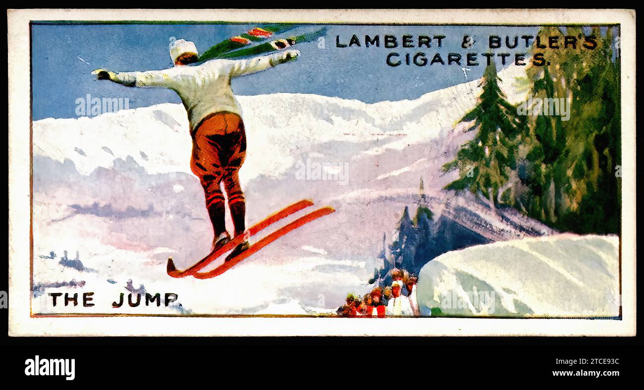 Ski Jumping - Vintage Cigarette Card Stock Photo - Alamy