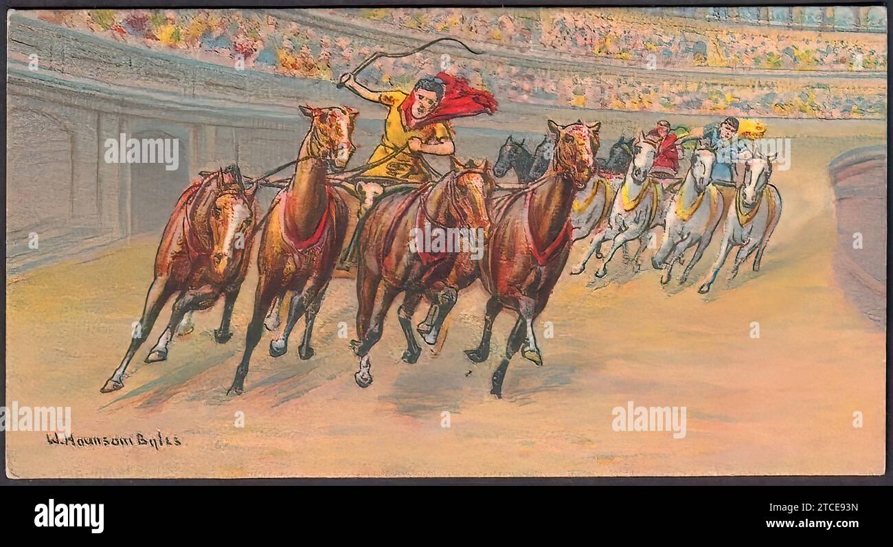 Roman Chariot Racing - Vintage Cigarette Card Stock Photo - Alamy