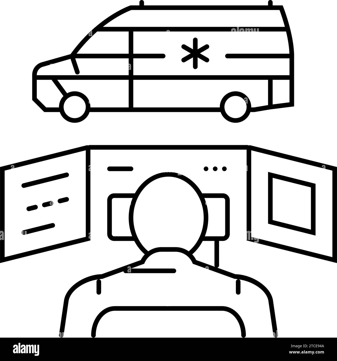 ambulance dispatch line icon vector illustration Stock Vector Image ...