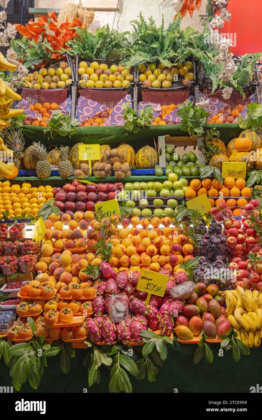 Fresh Fruits Variety at Night Market in Istanbul Turkey Stock Photo - Alamy