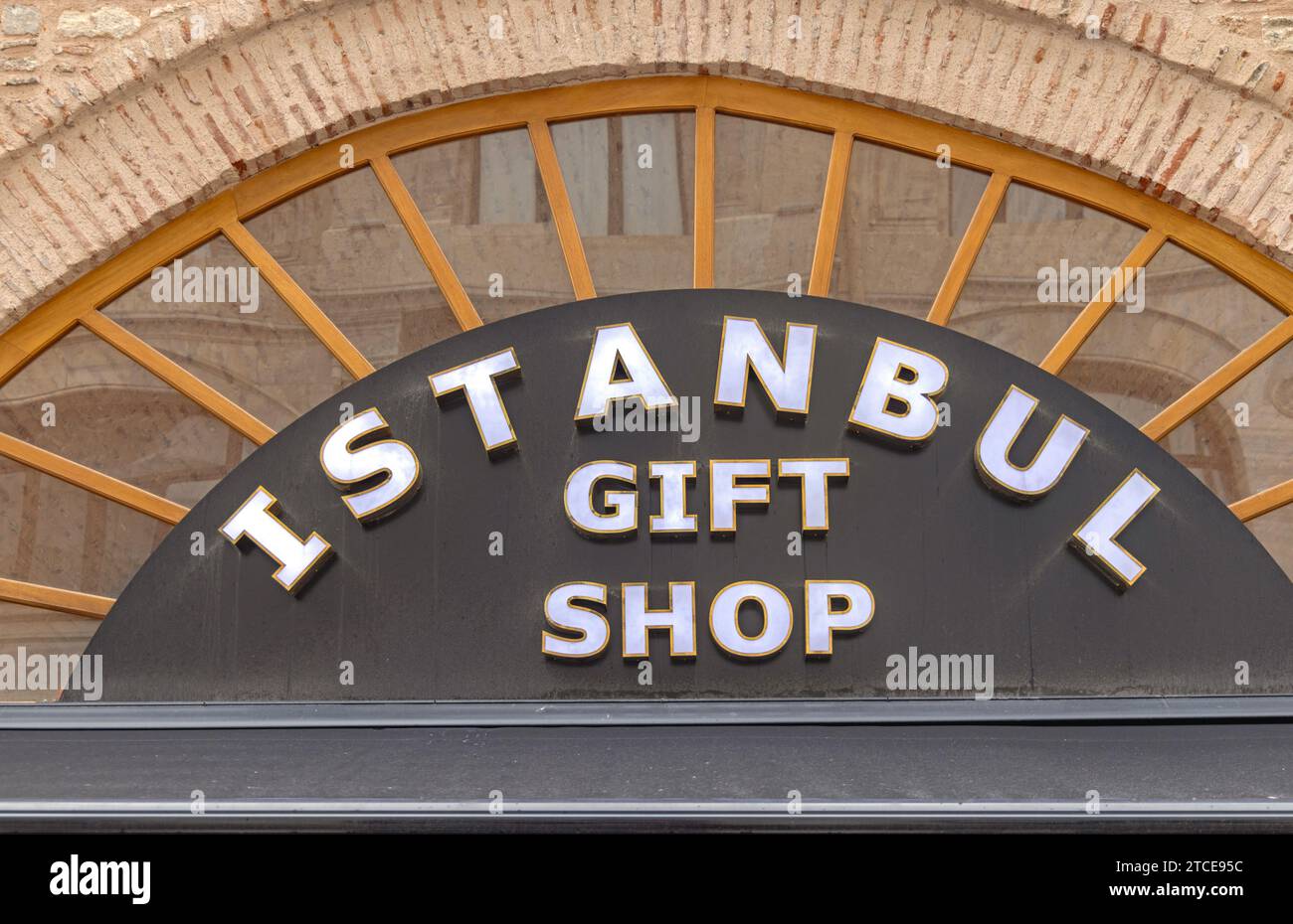 3d White Sign in Arch Istanbul Gift Shop Store Front Stock Photo - Alamy