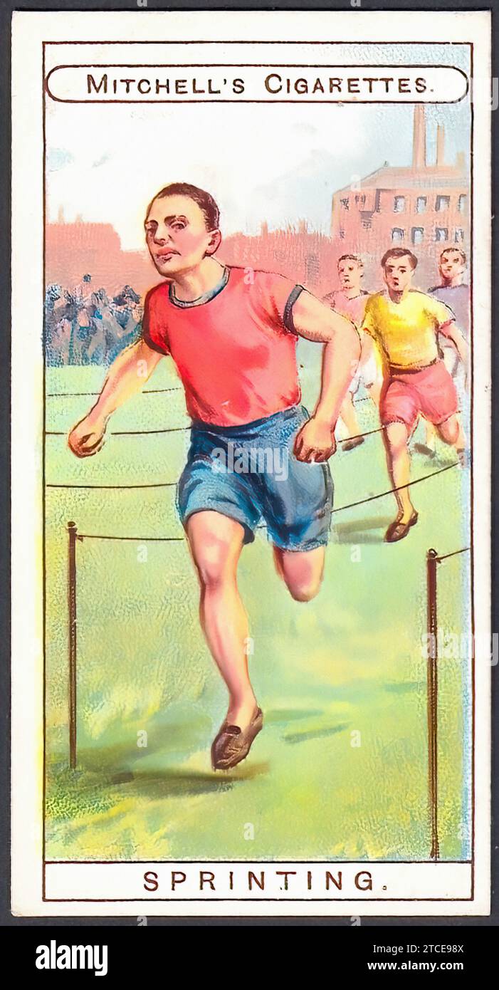 Sprinting - Vintage Cigarette Card Stock Photo - Alamy