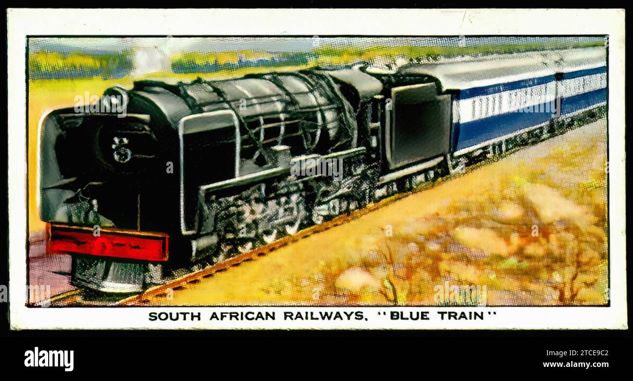 The Blue Train - Vintage British Tradecard Stock Photo - Alamy