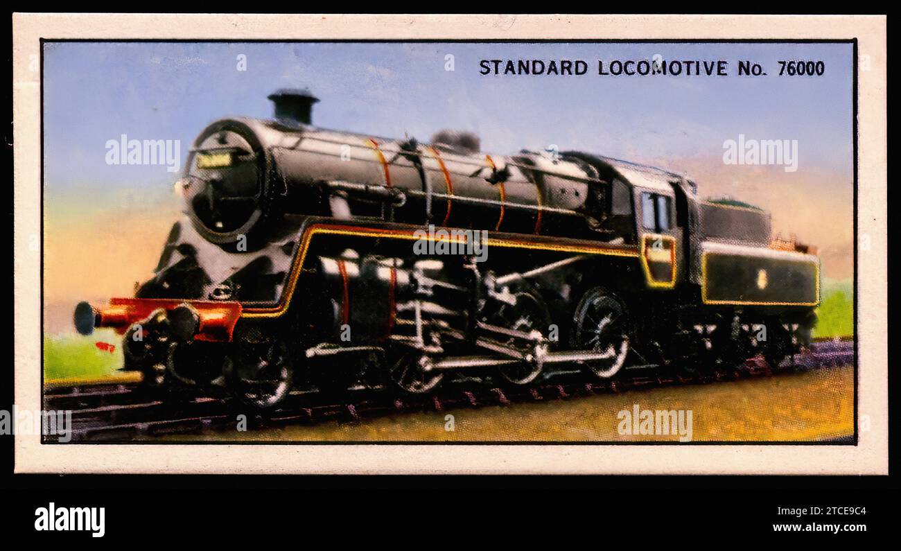 BR Standard Locomotive 76000 - Vintage British Tradecard Stock Photo ...