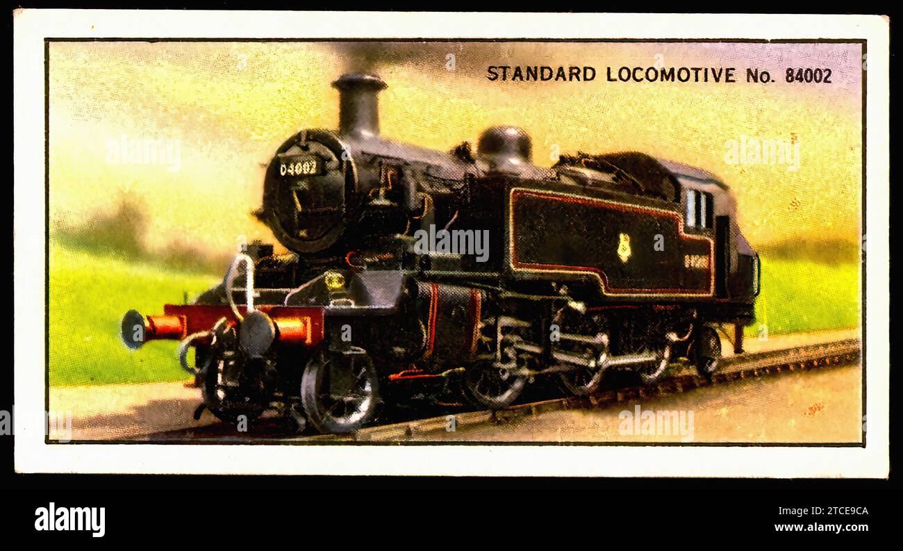 BR Standard Locomotive 84002 - Vintage British Tradecard Stock Photo ...