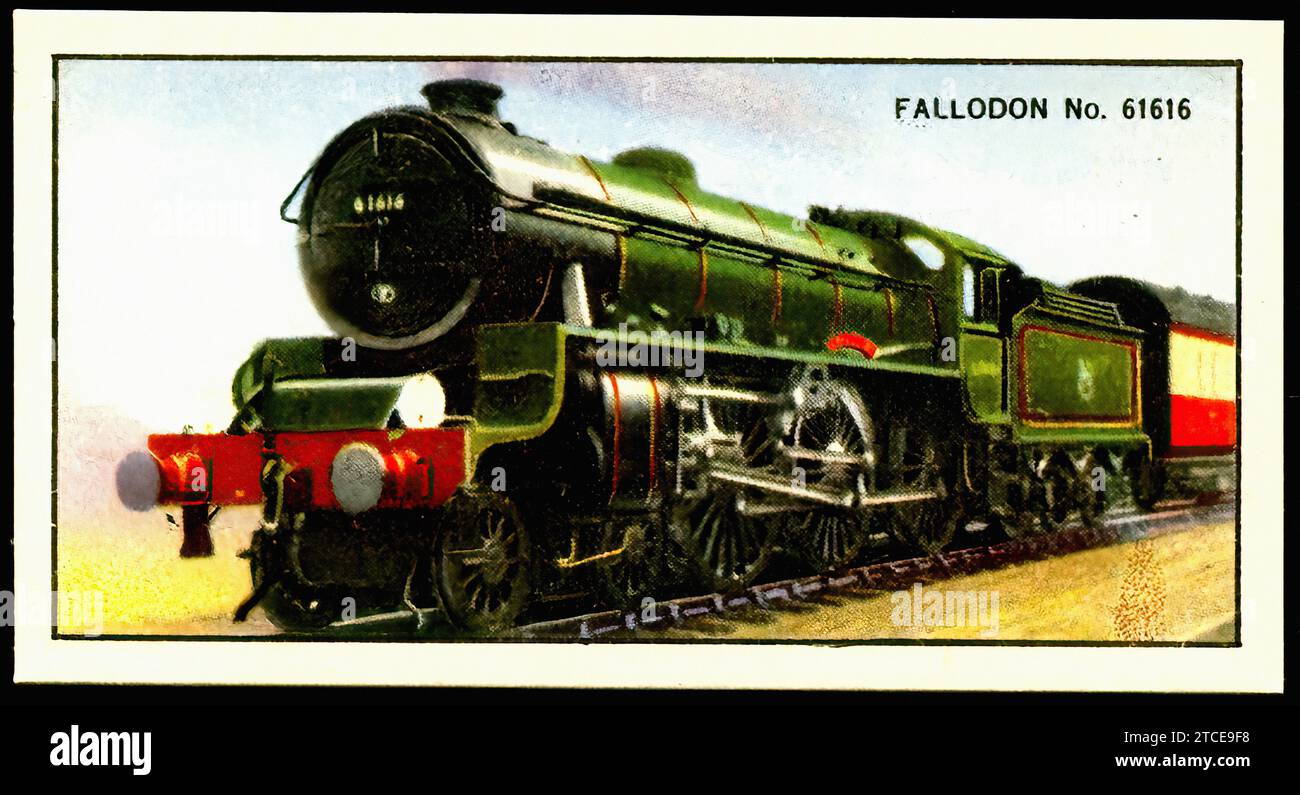Steam Locomotive 61616 Fallodon - Vintage British Tradecard Stock Photo ...