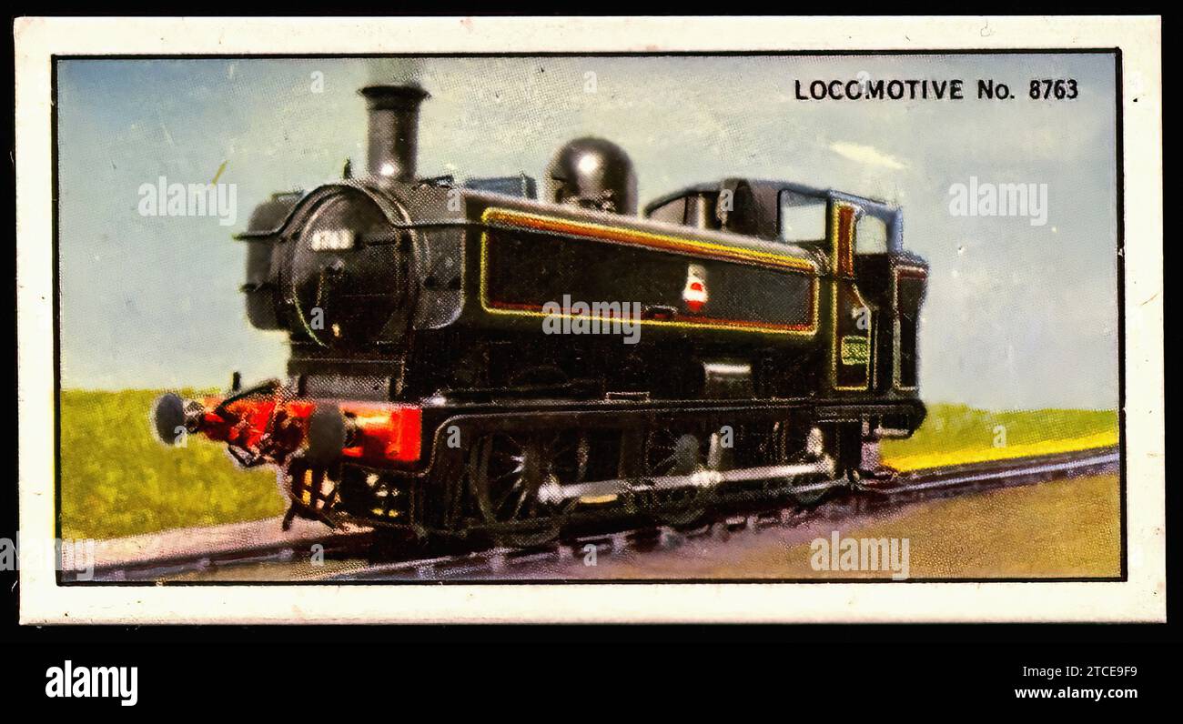 Pannier Tank Locomotive 8763 - Vintage British Tradecard Stock Photo ...
