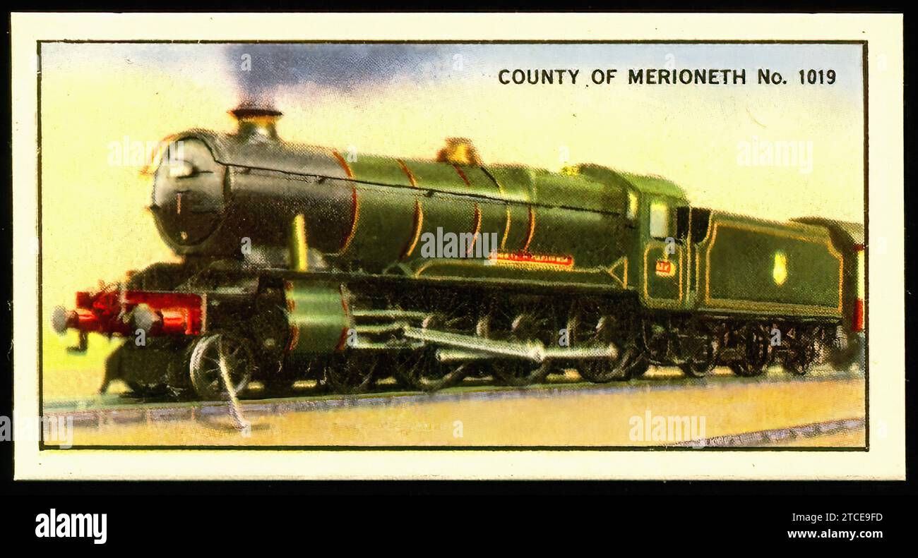 Steam Locomotive, County of Merioneth - Vintage British Tradecard Stock ...