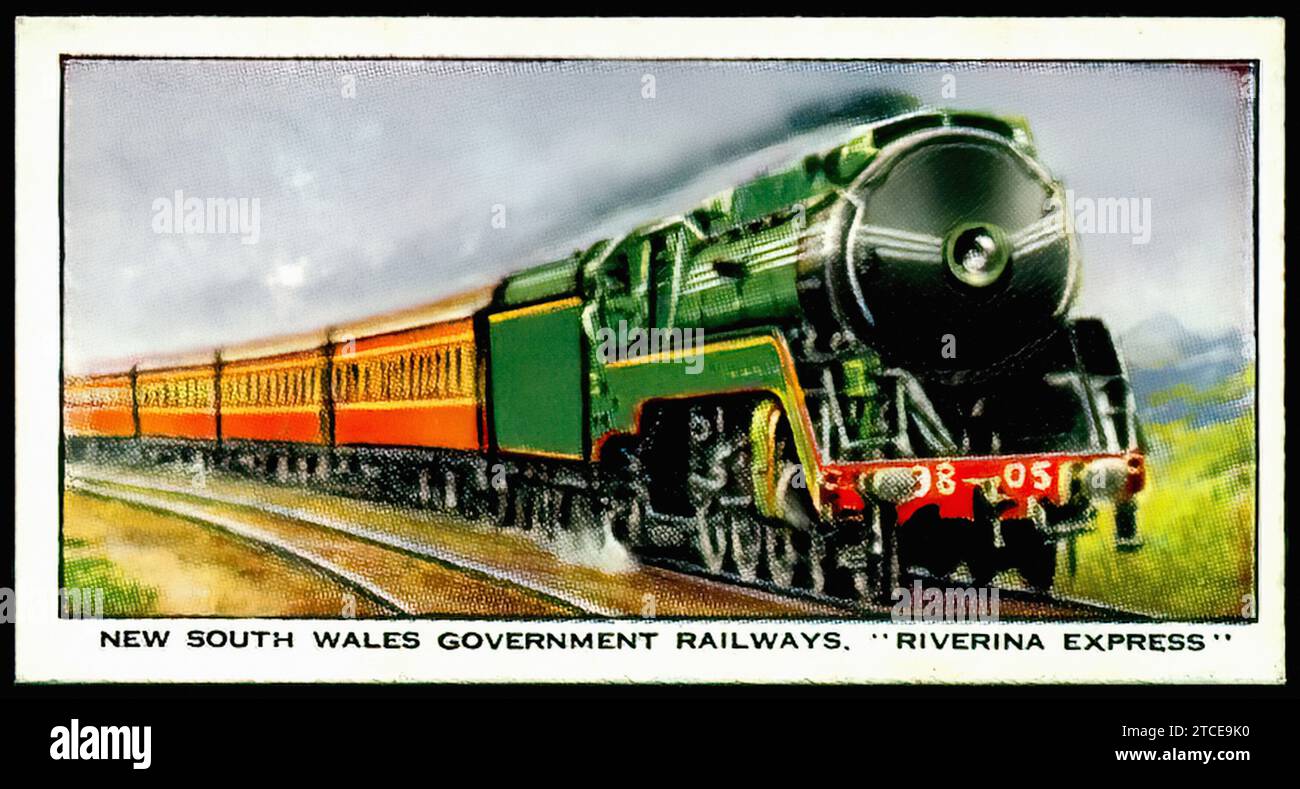 The Riverina Express - Vintage British Tradecard Stock Photo - Alamy