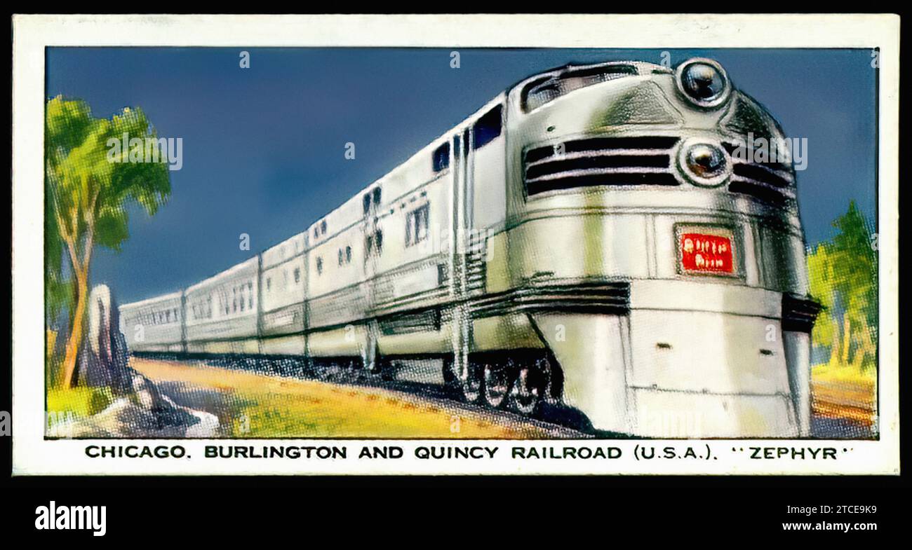 The Burlington Zephyr - Vintage British Tradecard Stock Photo - Alamy