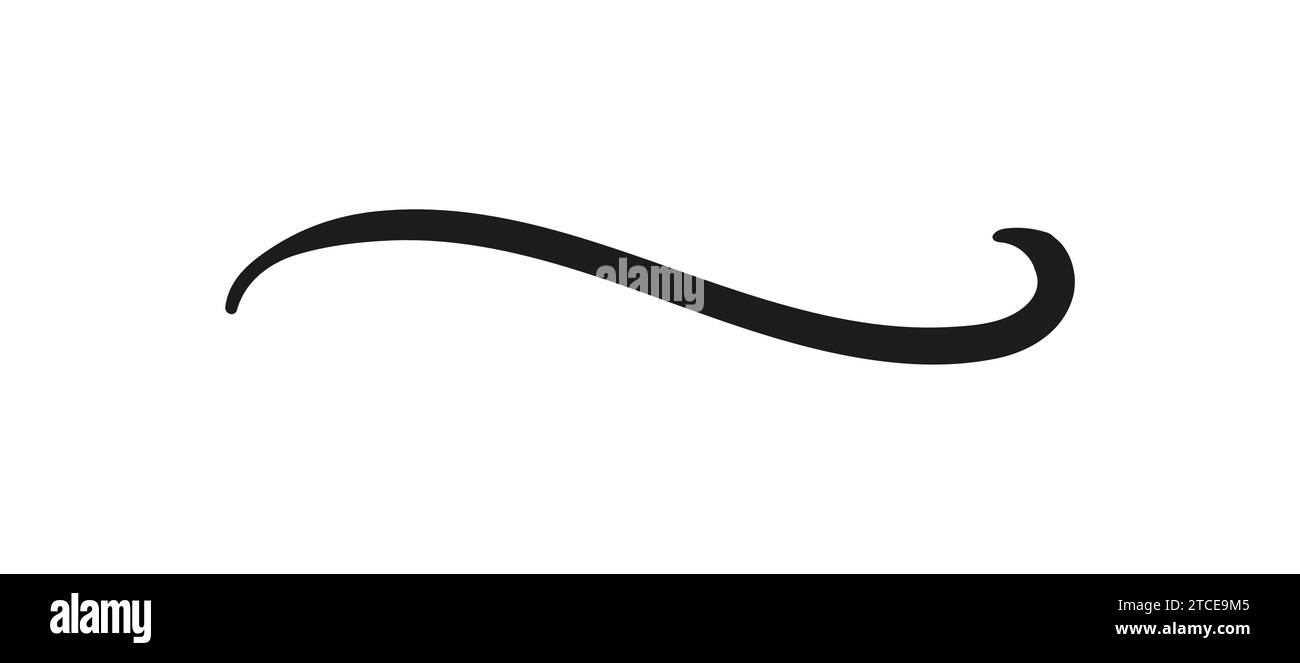 Swoosh and swoops underline typography tail shape. Brush drawn thick ...
