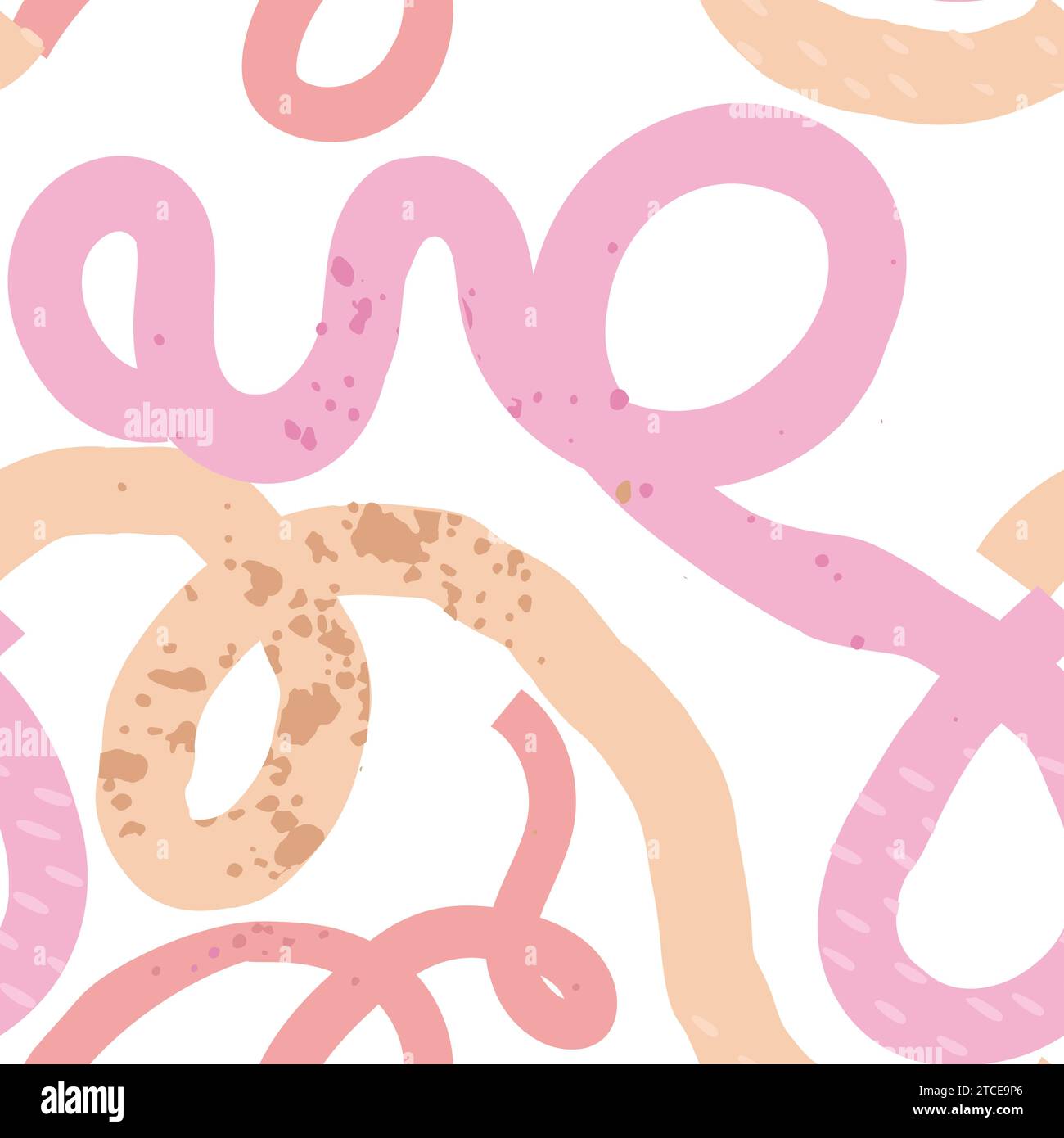 Naive seamless squiggle pattern with textured pastel pink and purple ...