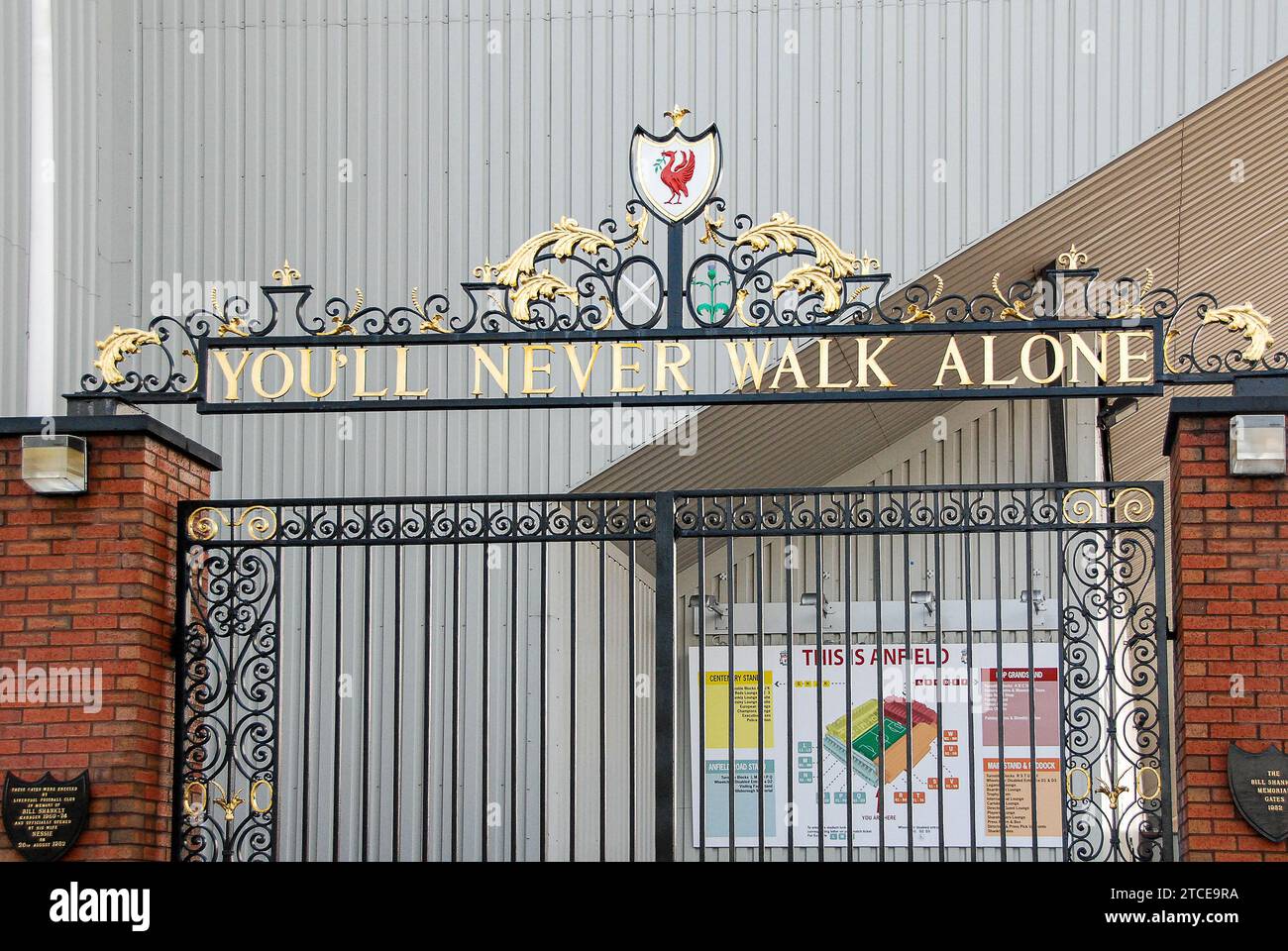 Bill Shankly Gates at Anfield, the home of Liverpool Football Club ...