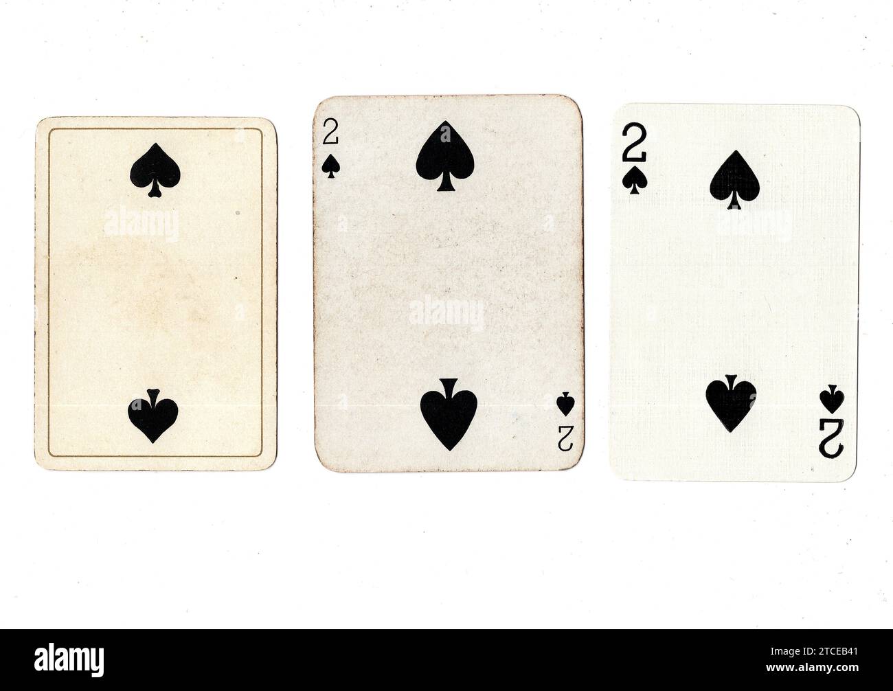 Three two of spades vintage/antique playing cards in various designs ...