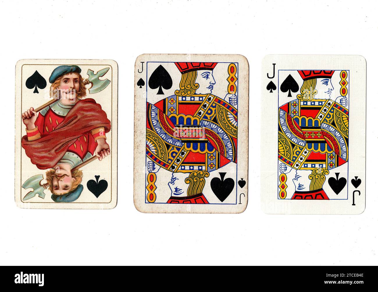 Three jack of spades vintage/antique playing cards in various designs ...