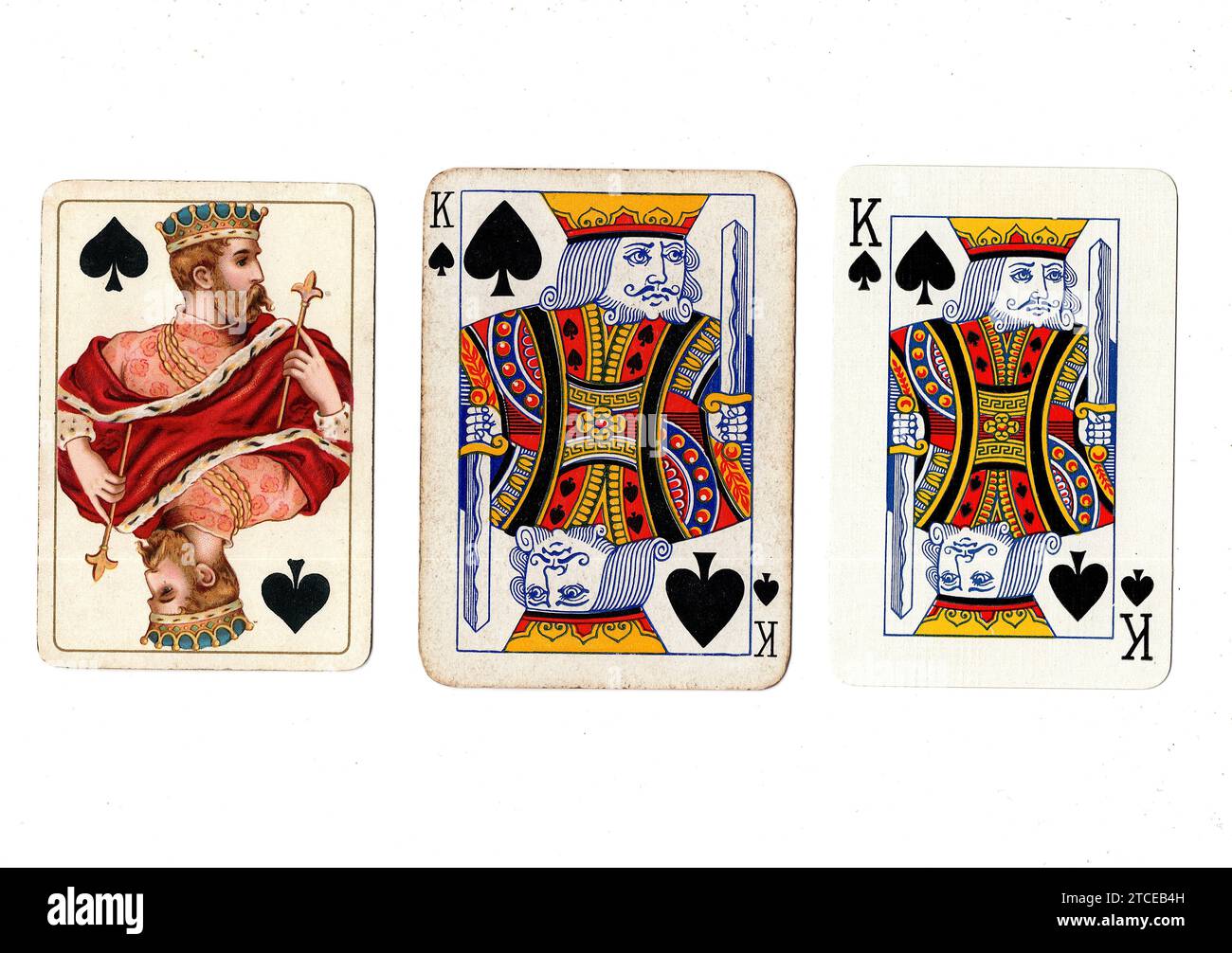 Three king of spades vintage/antique playing cards in various designs ...
