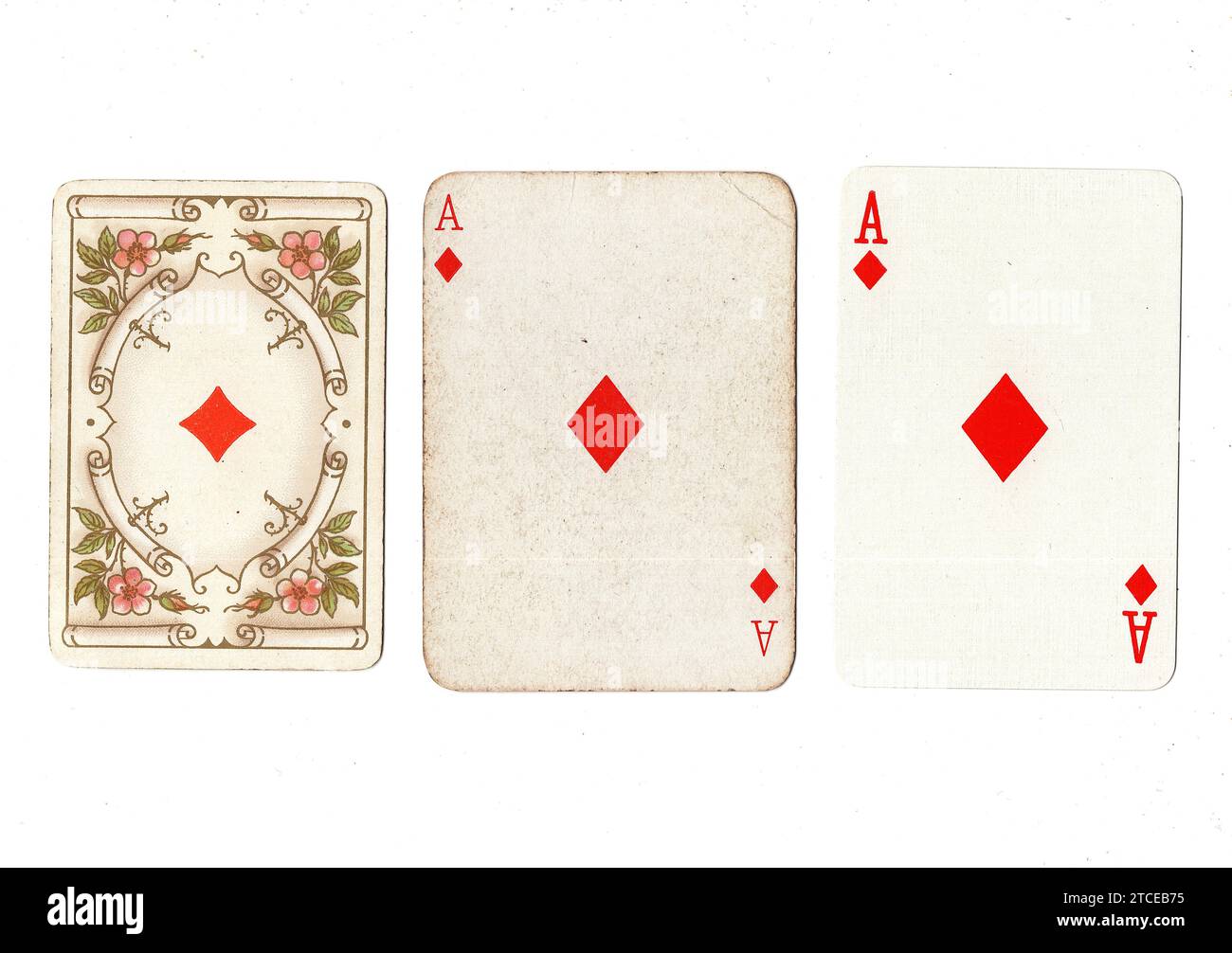 Three ace of diamonds vintage/antique playing cards in various designs ...