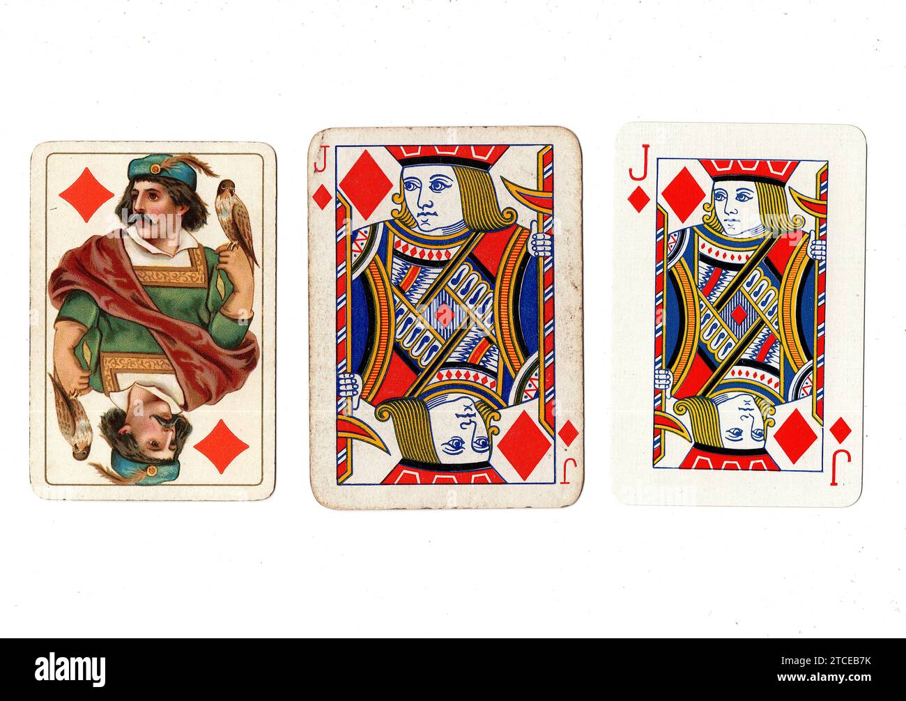 Three jack of diamonds vintage/antique playing cards in various designs ...