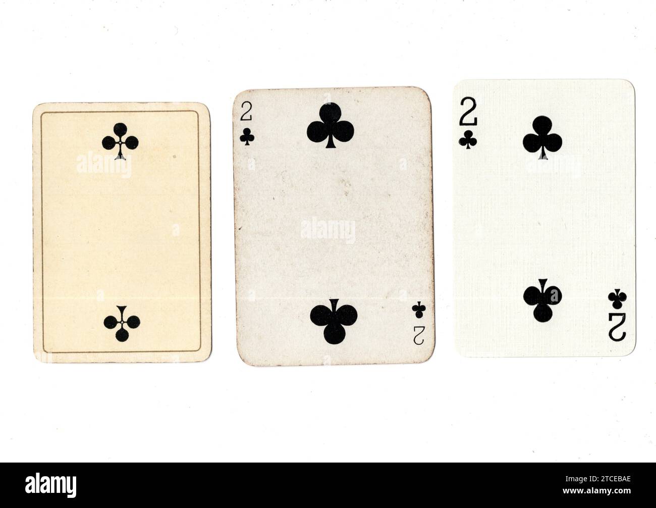Three two of clubs vintage/antique playing cards in various designs ...