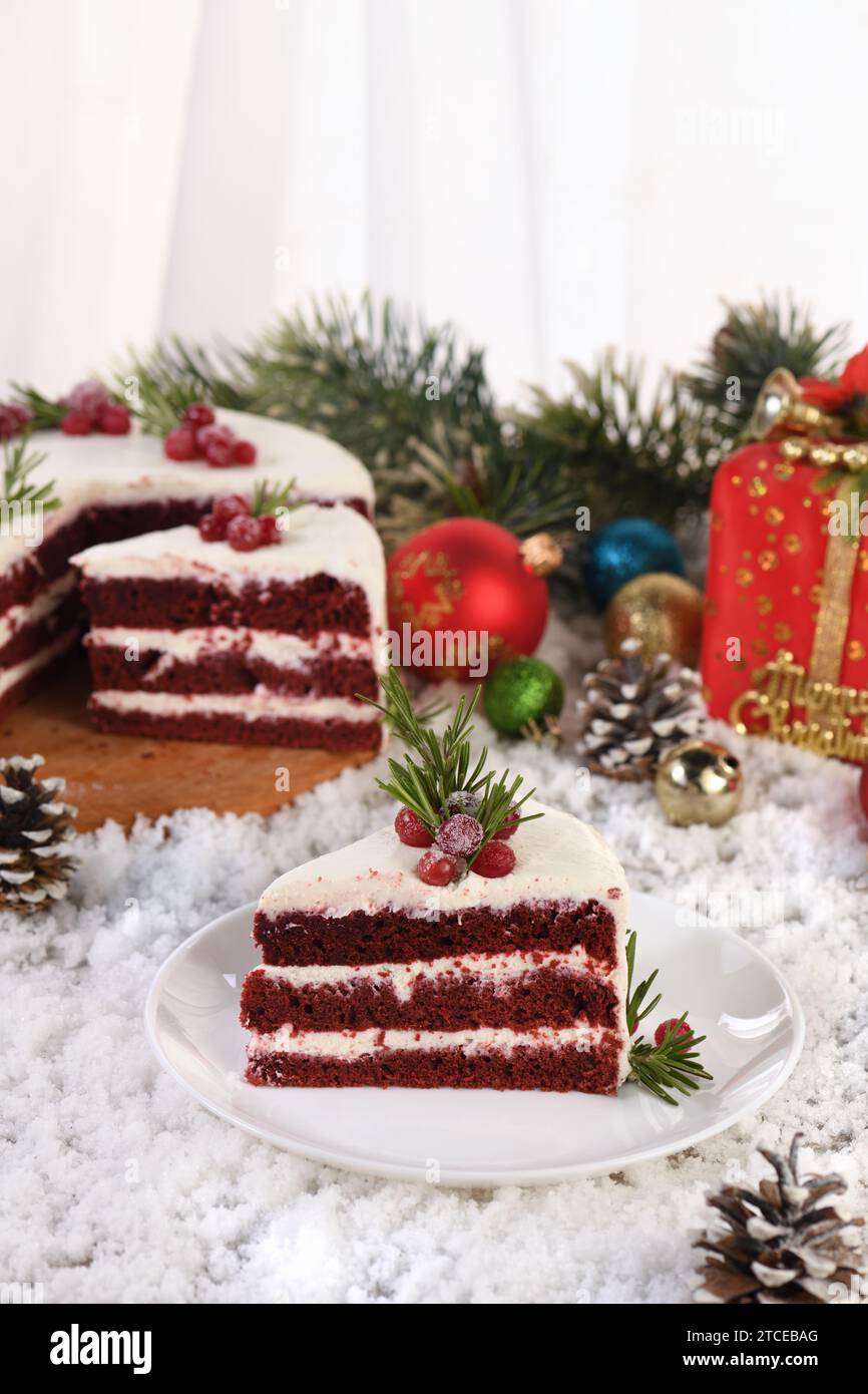 Red Velvet Cake is a traditional red chocolate cake topped with white ...