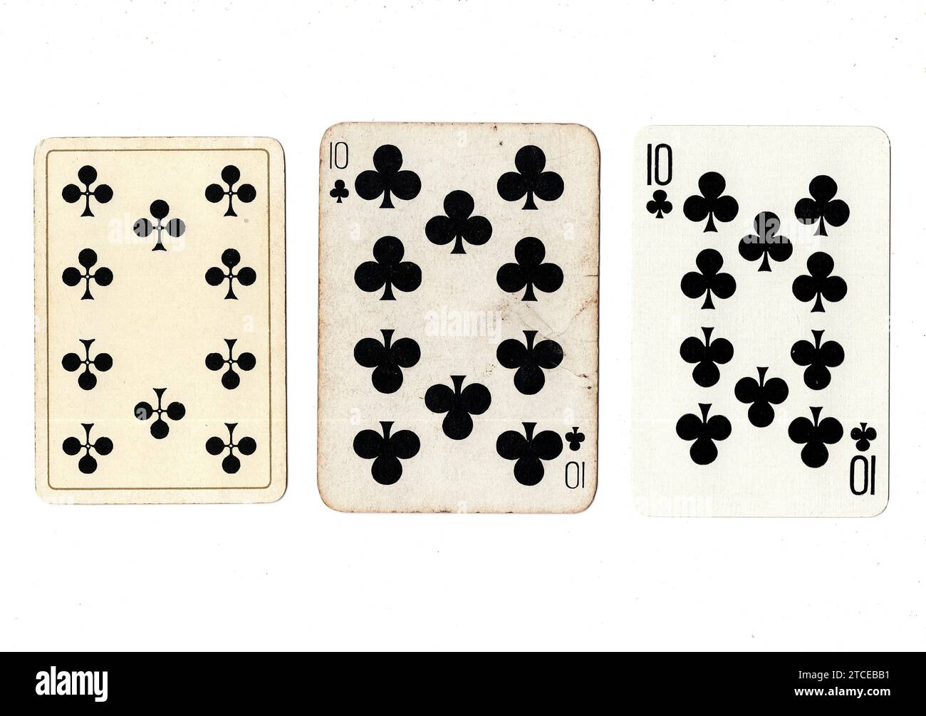 Three ten of clubs vintage/antique playing cards in various designs ...
