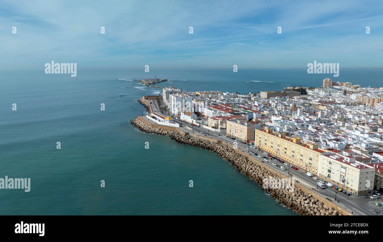 aerial views of the beautiful city of Cadiz in southern Spain ...