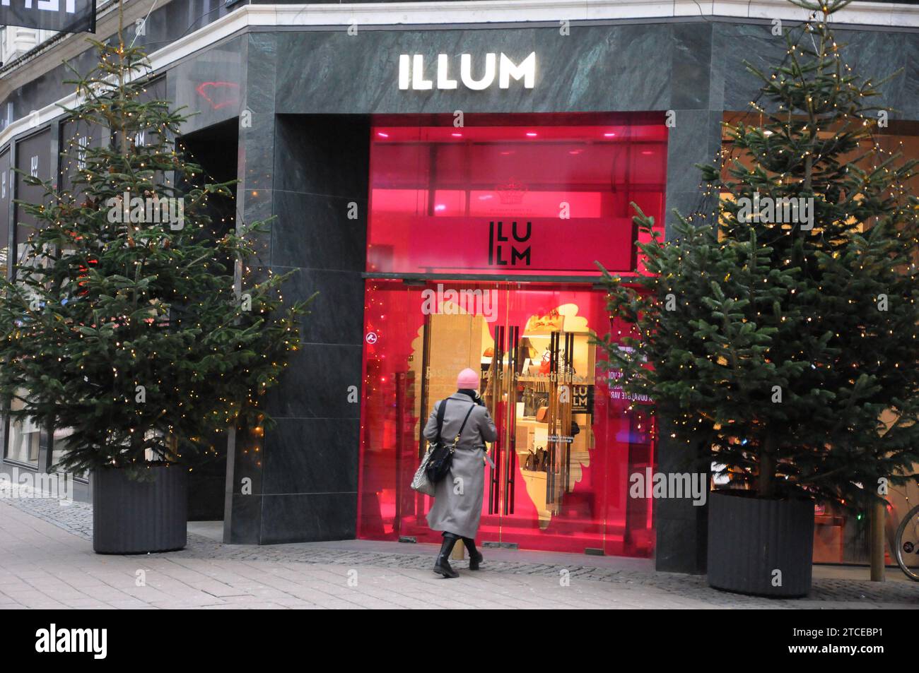 Copenhagen, Denmark 12 December 2023/. Illum department storechristams decoration on stroeget in ...