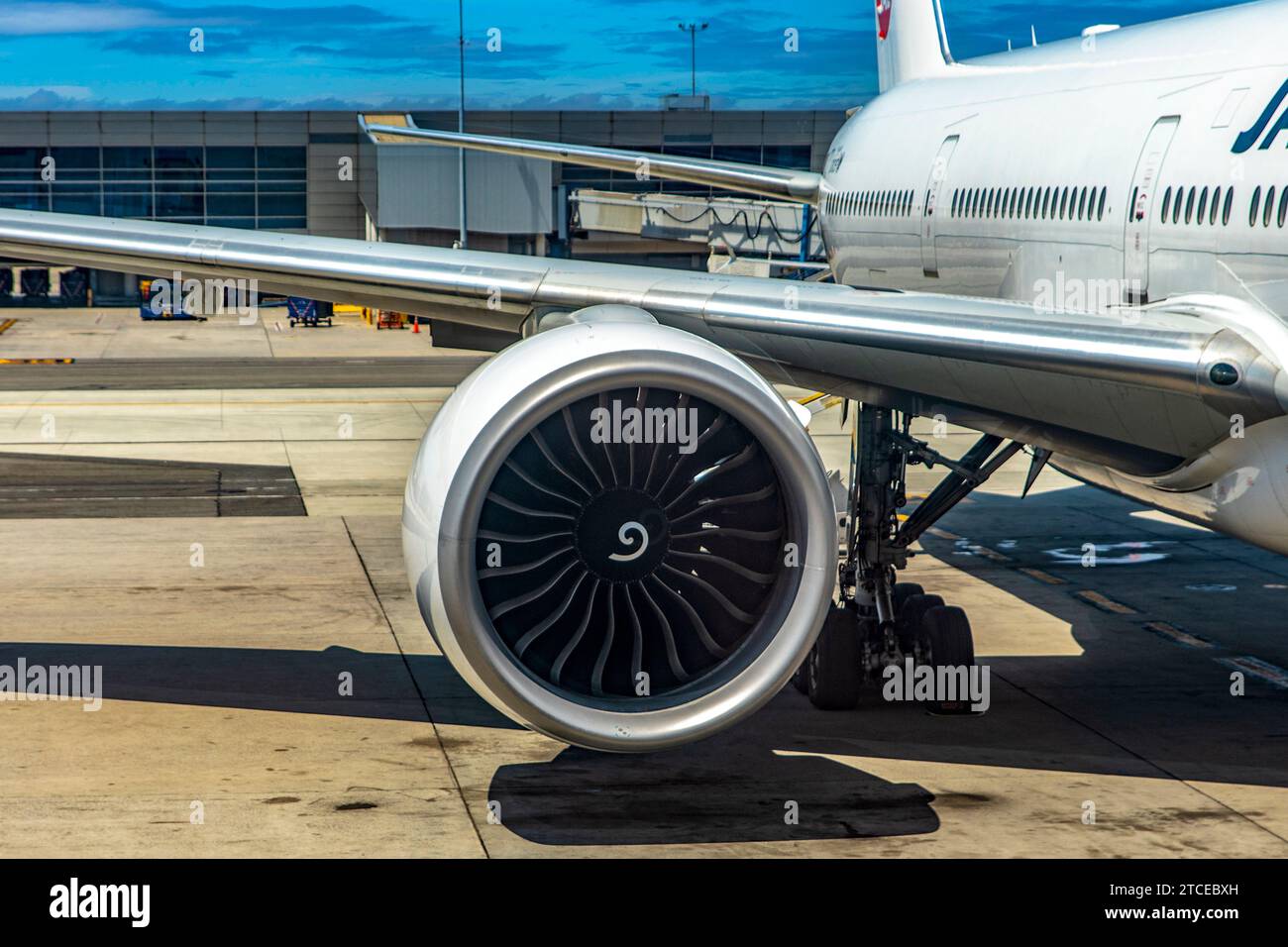 Wing and turbine of a commercial wide-body aircraft of the airline ...