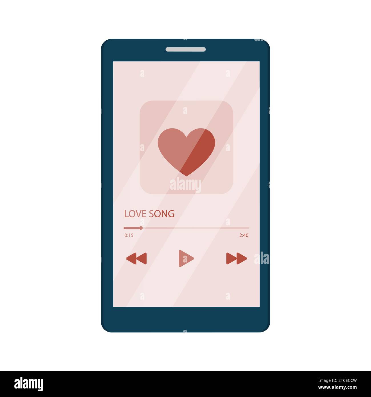 Love song. Music player on mobile phone screen. Vector illustration in ...