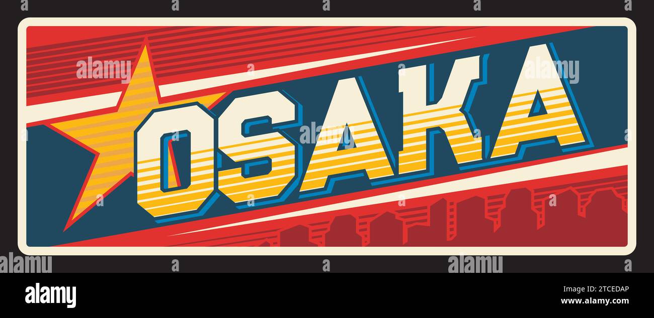 Osaka Japan prefecture vector plate. Japanese region sign, metal travel ...