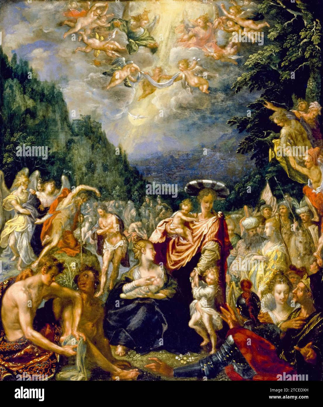 Pieter Isaacsz, The Baptism of Christ, painting in oil on copper, circa ...