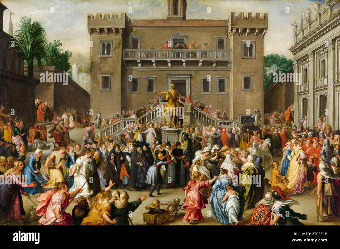 Pieter Isaacsz, The Women of Rome Gathering at the Capitol, painting in ...