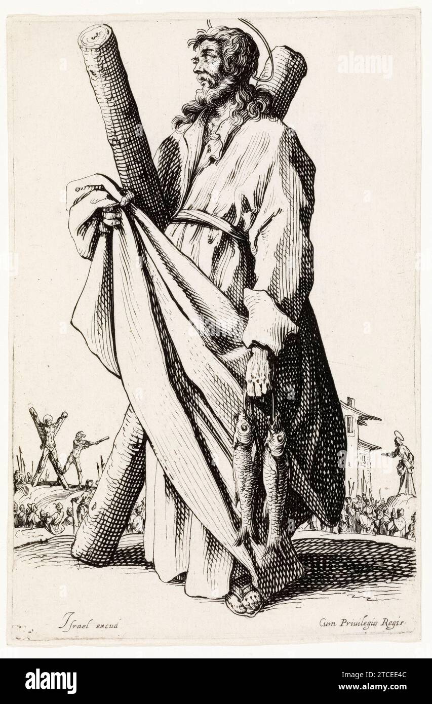 St Andrew, portrait etching by Jacques Callot, 1631 Stock Photo - Alamy