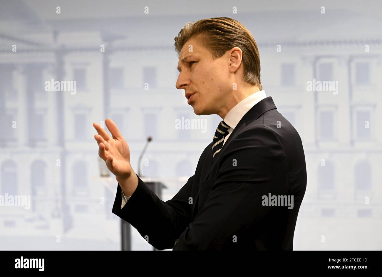Defence Minister Antti Häkkänen at the press conferance in Helsinki ...
