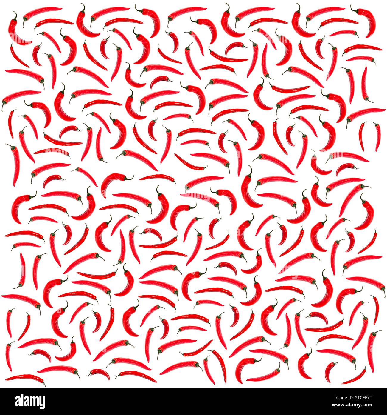 Red hot little chili peppers pattern isolated on white background. Top ...