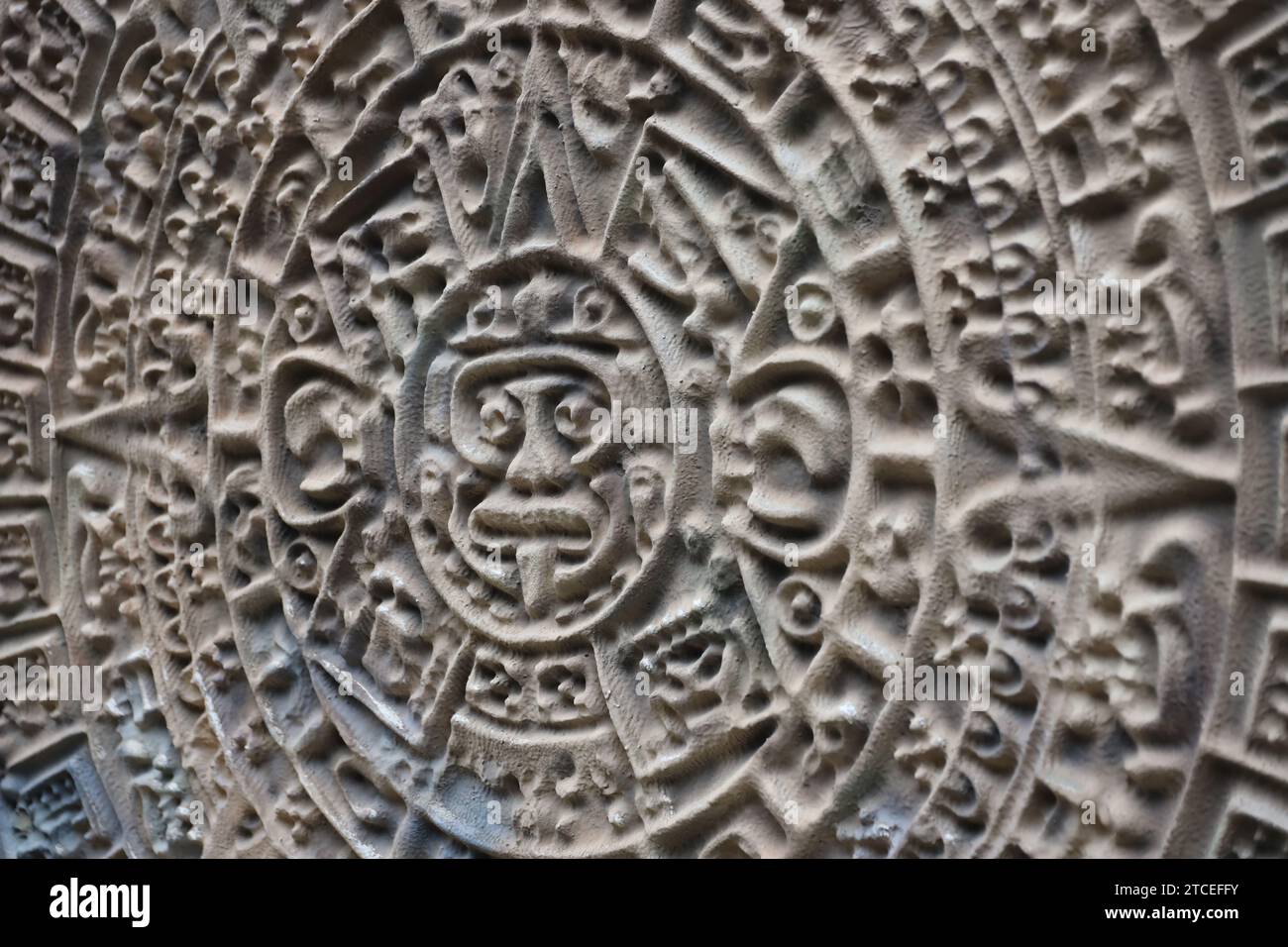 Ancient Mayan Calendar or Aztec calendar with rough relief surface ...