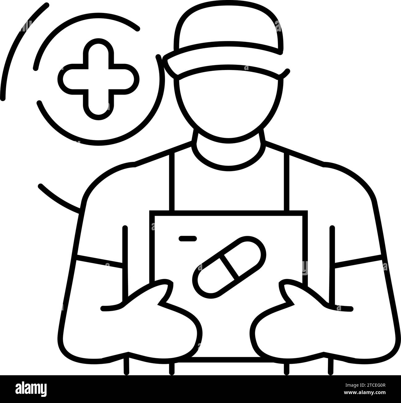 prescription delivery pharmacist line icon vector illustration Stock ...