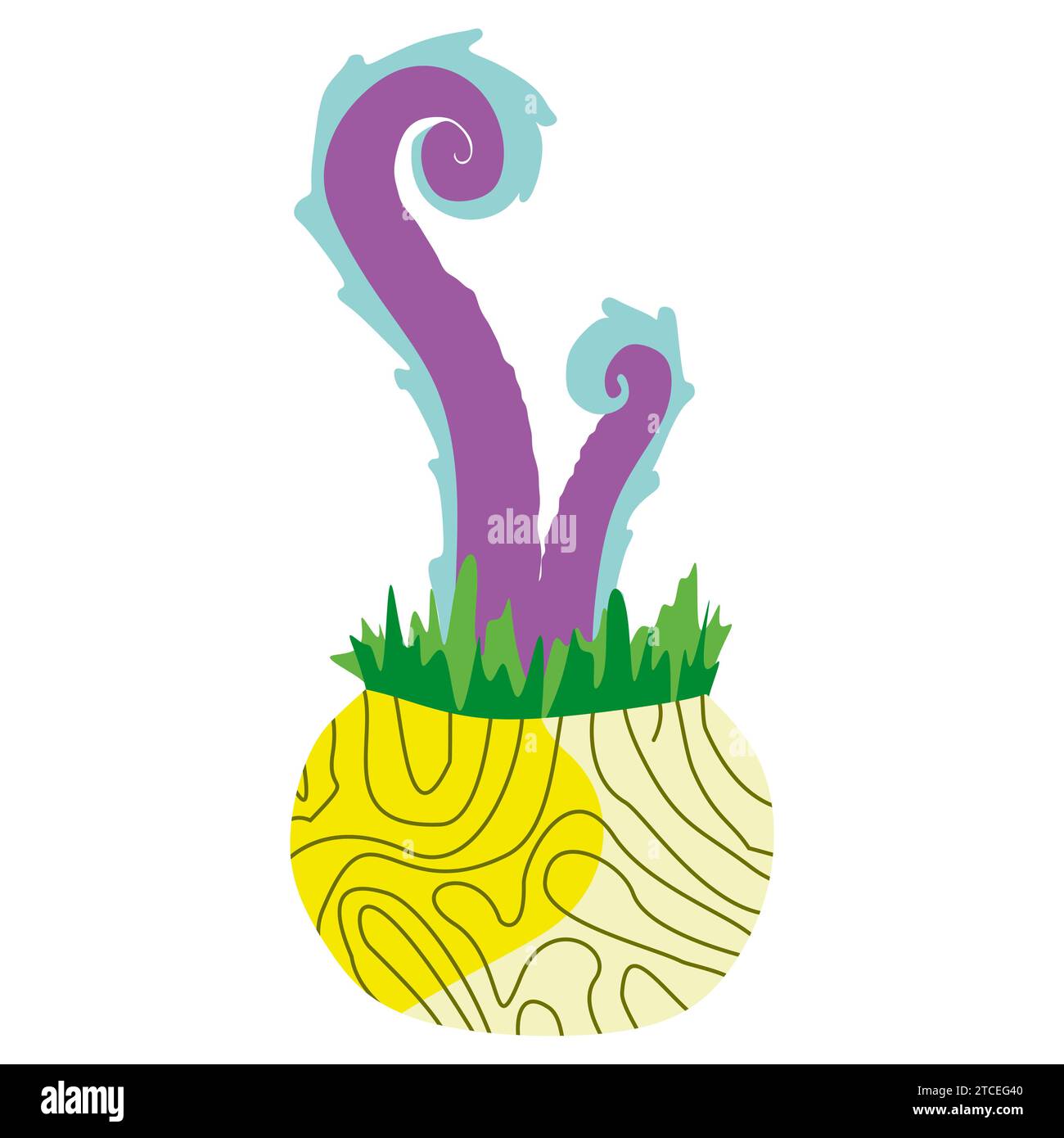 Cartoon fantasy alien monster plant in Flower pot. Vector nature ...