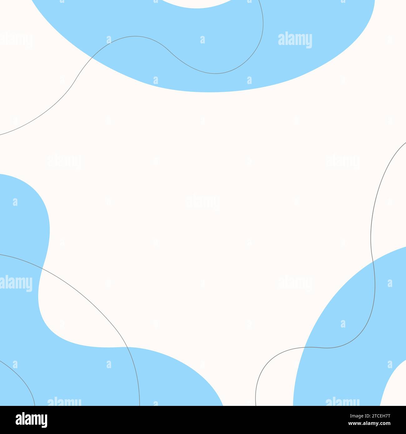 Blue and white square poster template in boho style, simple abstract ...