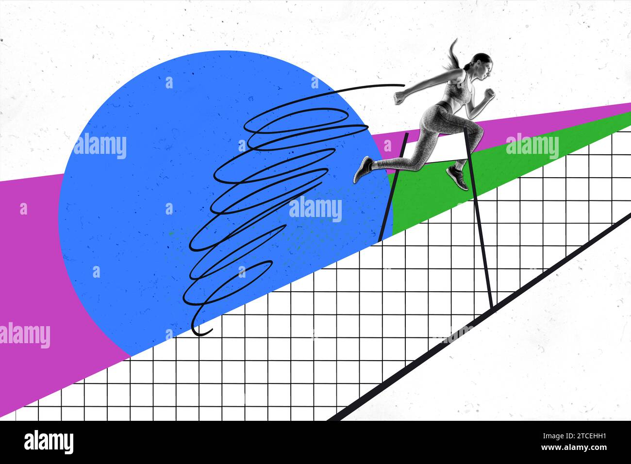 Horizontal creative photo collage of sporty energetic active ...