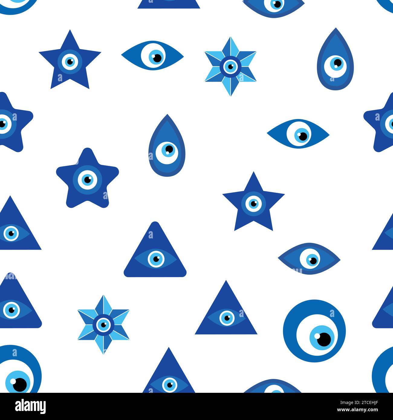 Evil eye Heavenly seamless pattern with suns, moons, stars, palms. For ...
